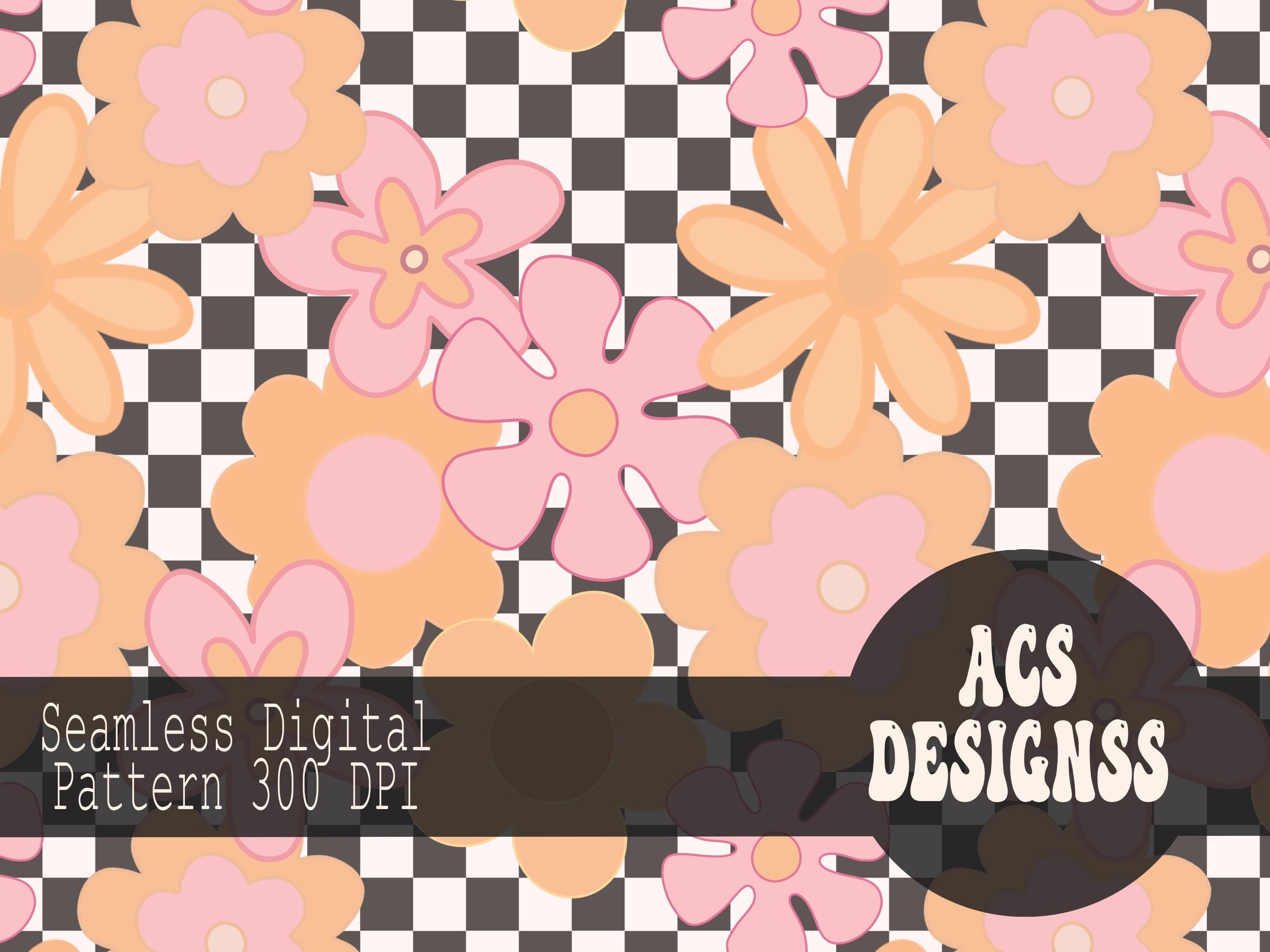 Retro Flower Digital Paper | Seamless, Repeating Pattern | Groovy ...
