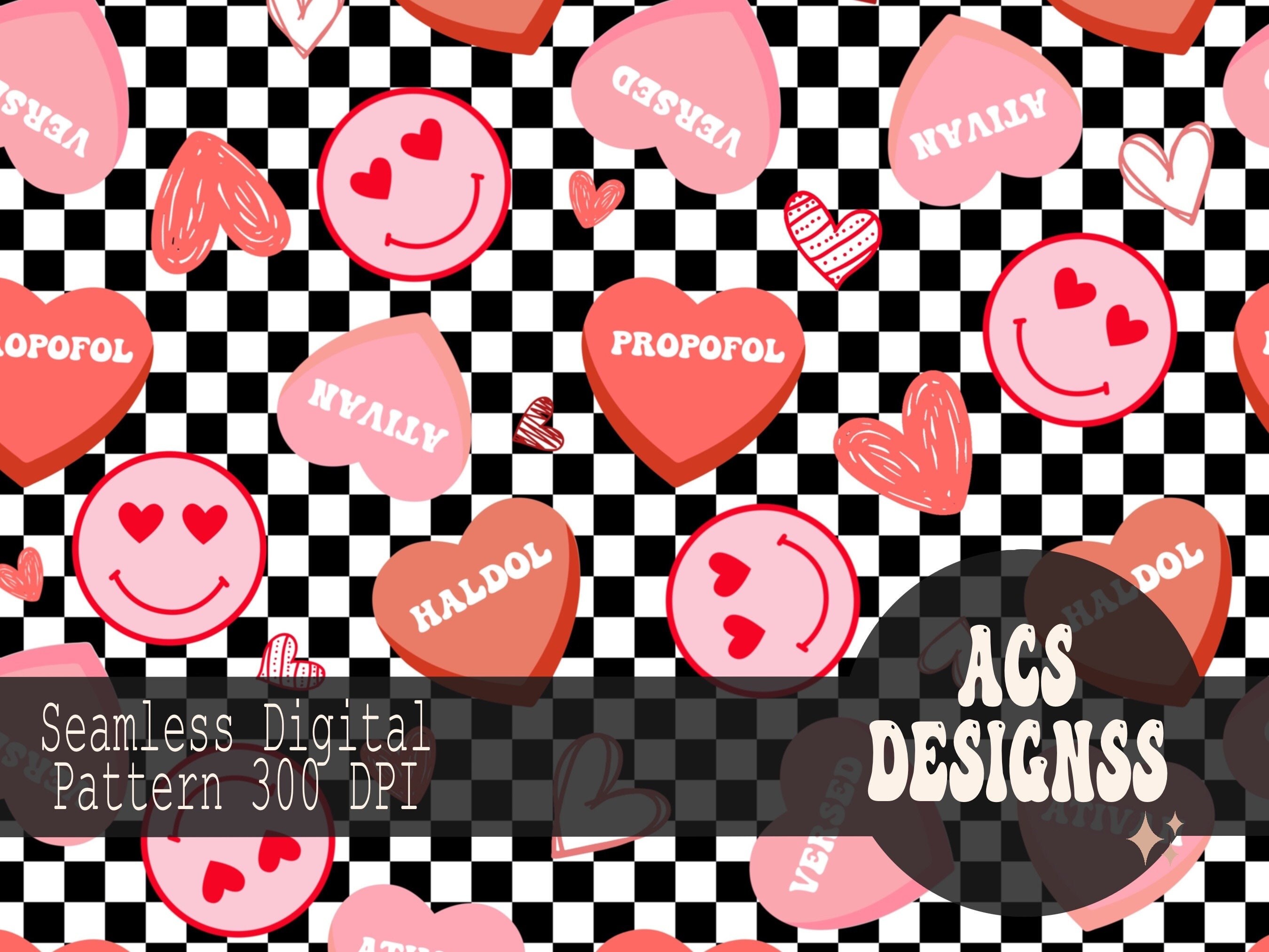 Valentine Smiley Face Heart Nurse Digital Paper | Seamless, Repeating ...