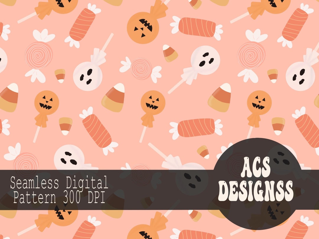 Halloween Candy Digital Paper | Seamless Ghost, Lollipop Pattern ...