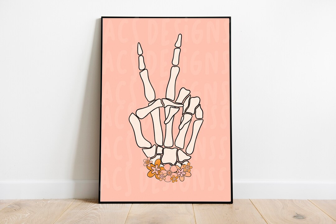 Peace Sign Skeleton Hand Digital Print | Instant Digital Download ...