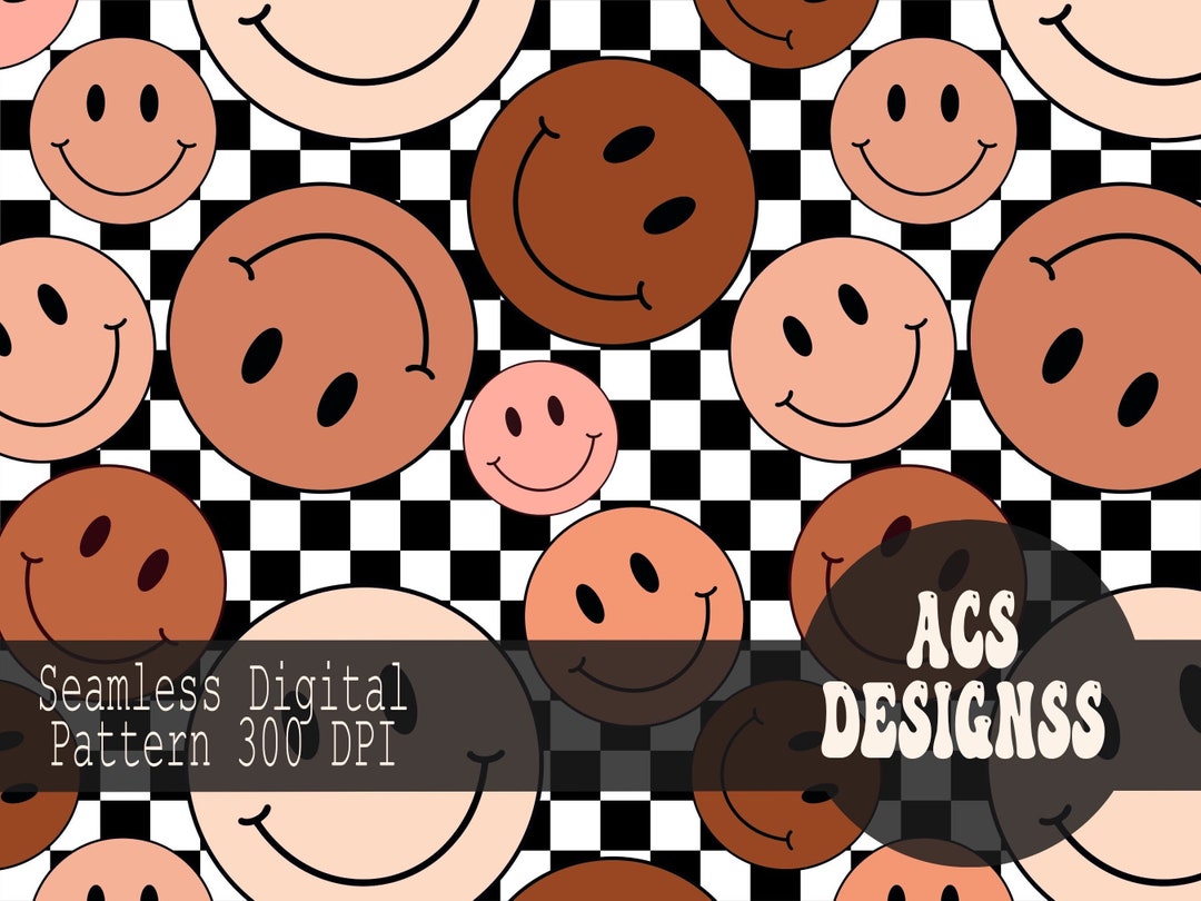 Checkered Smiley Face Digital Paper | Seamless, Repeating Pattern ...