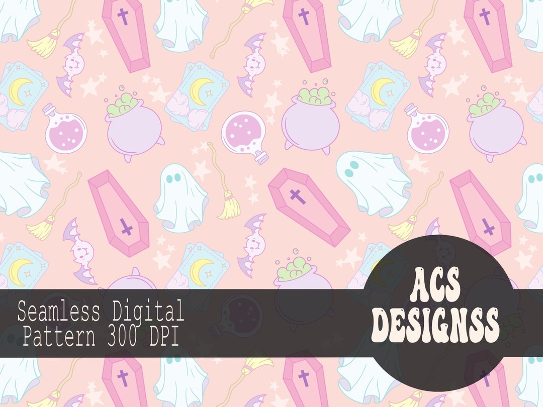 Pastel Halloween Digital Paper Seamless, Repeating Pattern Hocus Pocus ...