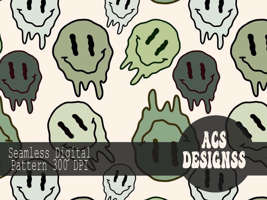 Smiley Face Digital Paper | Seamless, Repeating Pattern | Groovy Retro ...