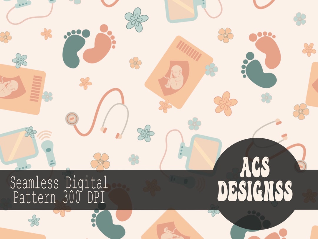 Labor and Delivery OBGYN Nurse Digital Paper | Seamless, Repeating ...