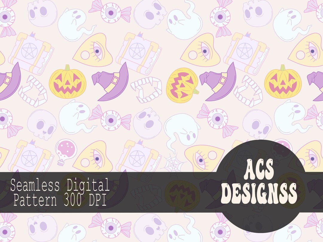 Pastel Halloween Digital Paper | Seamless, Repeating Pattern | Pumpkin ...