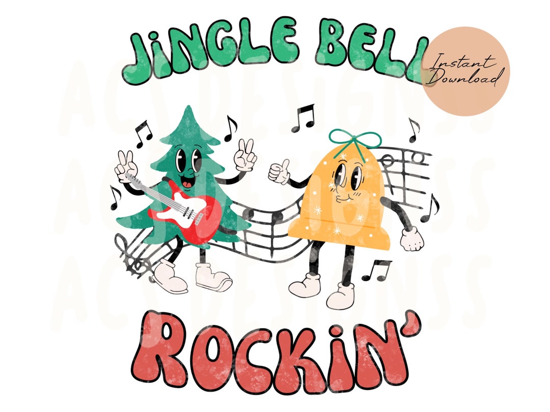 Jingle Bell Rockin PNG | Sublimation Print | Retro Christmas Instant ...