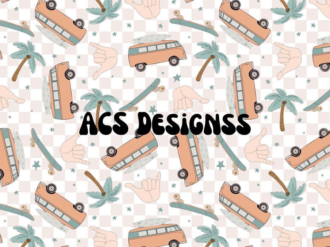 Surf Bus Digital Paper | Seamless, Repeating Pattern | Retro Surfboard ...