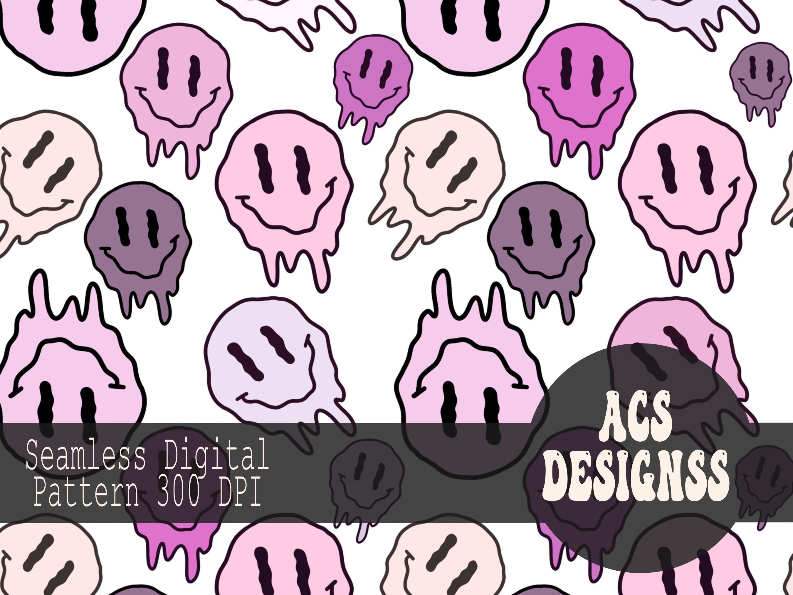 Smiley Face Digital Paper Seamless, Repeating Patterns Groovy Retro ...