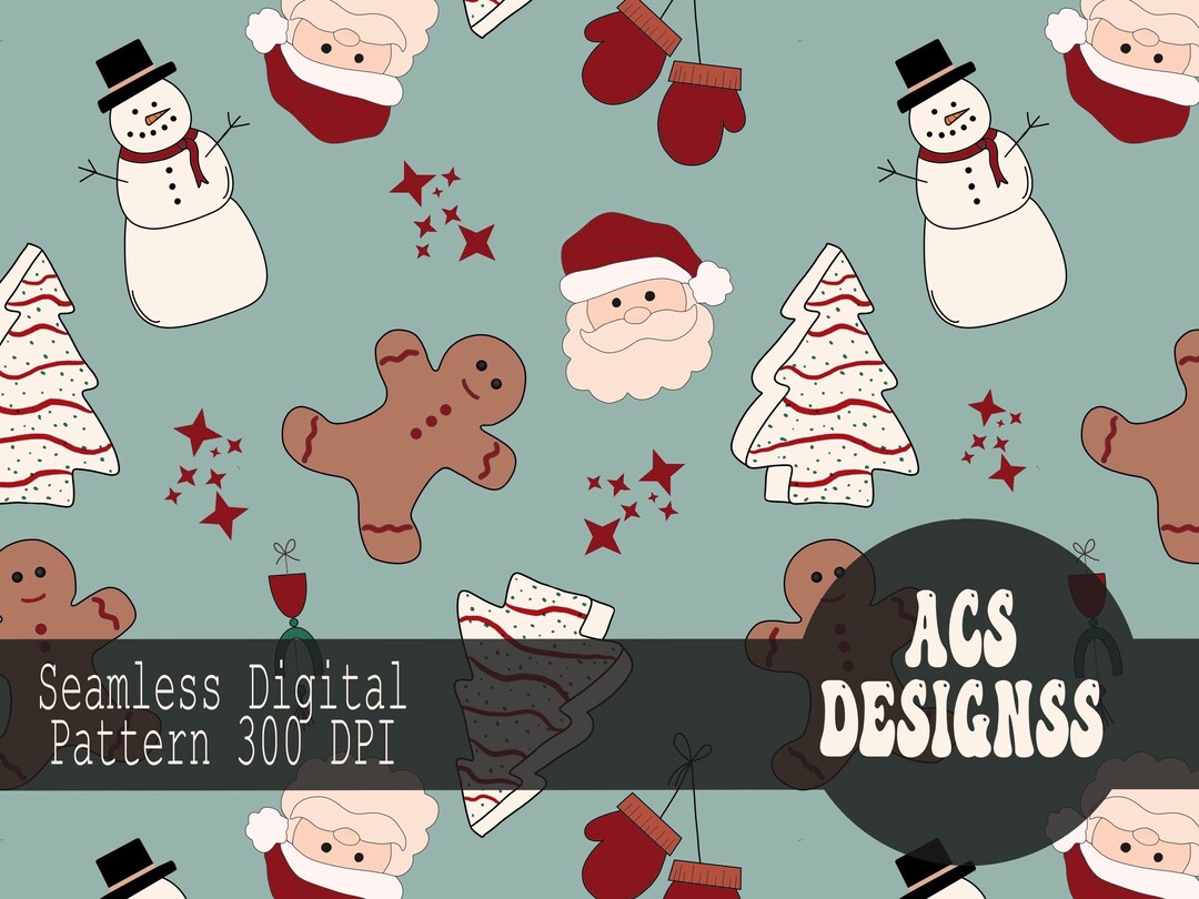 Christmas Tree Cake Seamless Digital Paper | Santa, Snowman (digital ...