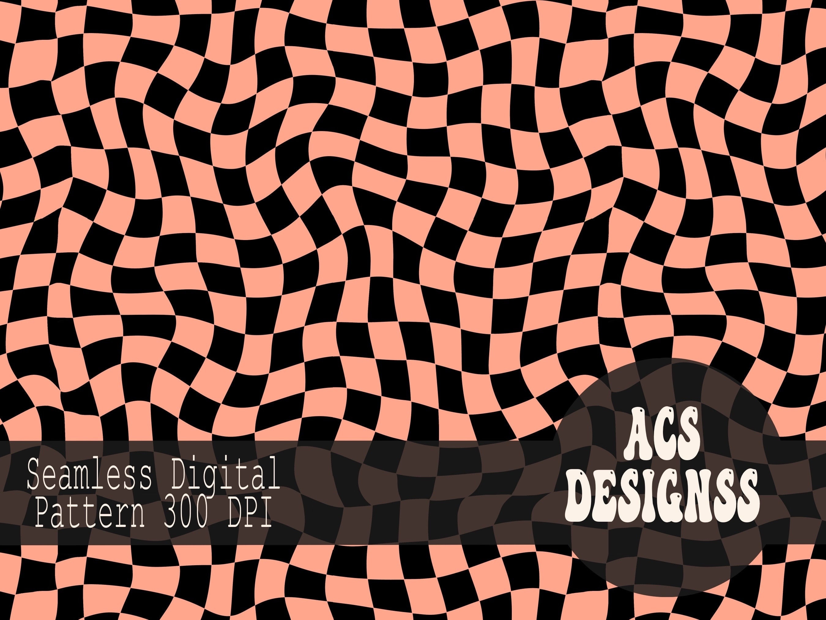 Wavy Black and Pink Checkerboard Digital Paper | Seamless, Repeating ...