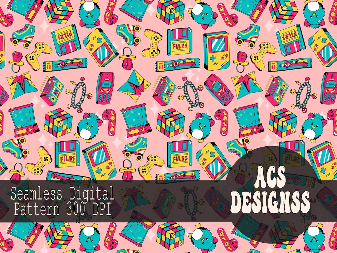 90s Nostalgia Digital Paper | Seamless, Repeating Pattern | Gameboy ...