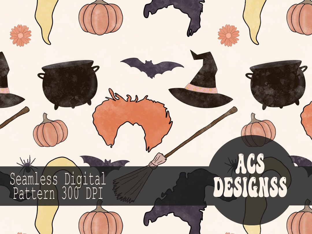 Witch Sisters Digital Paper | Seamless, Repeating Pattern | Hocus Pocus ...