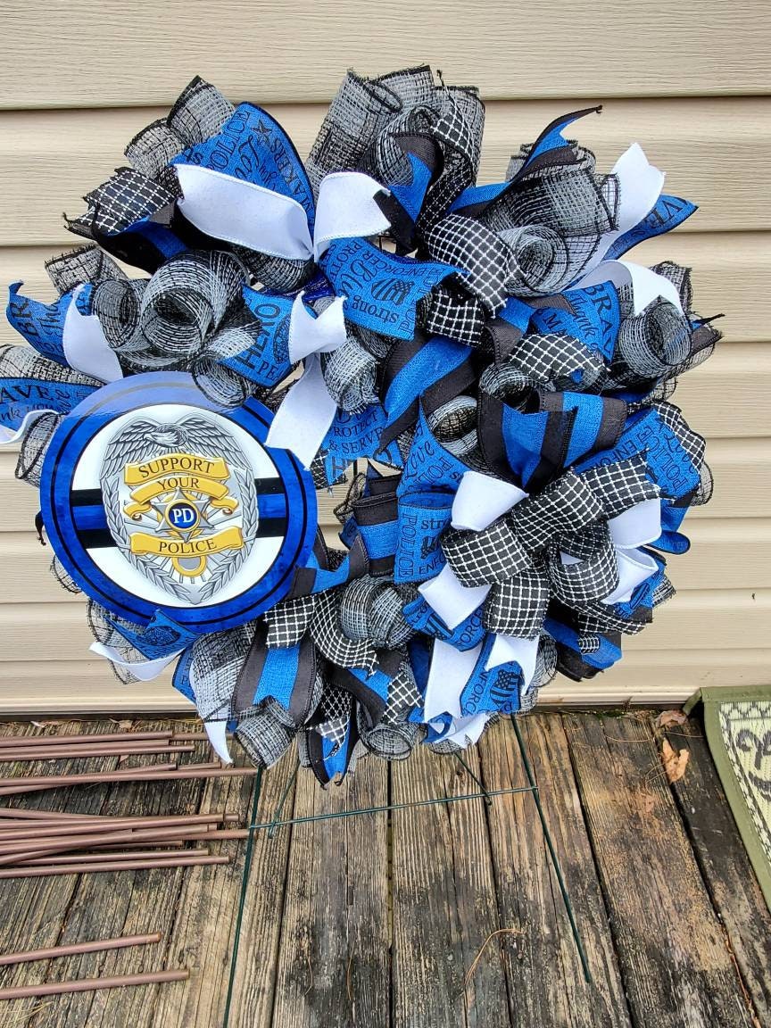 Police Wreath, Law Enforcement Decor, Blue Lives Matter - Etsy