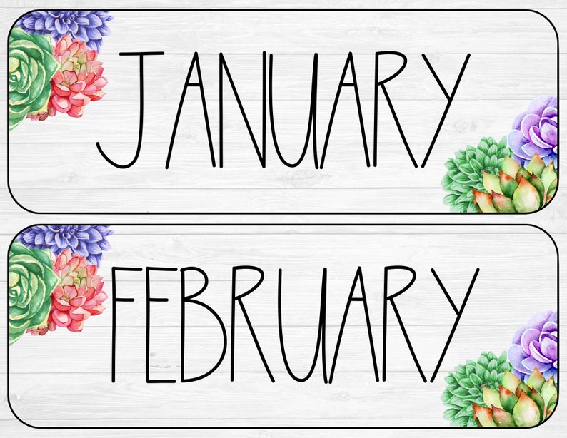 Succulent Calendar Set (digital Download), Calendar, School Calendar ...