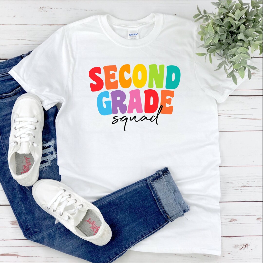 Rainbow Second Grade Squad Teacher Shirt, Teacher Tee, Teacher T-shirt ...