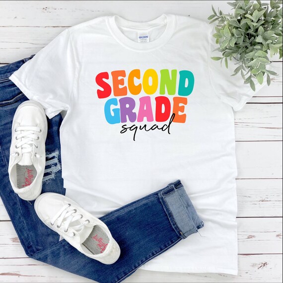 Rainbow Second Grade Squad Teacher Shirt Teacher Tee Teacher - Etsy