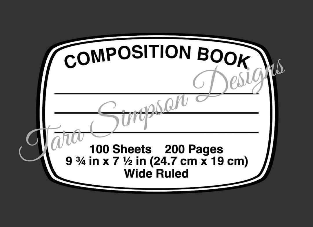 Composition Book Tumbler Label (digital Download), Notebook Label ...