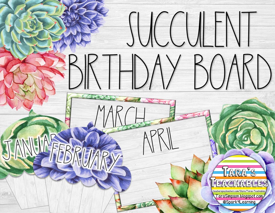 Succulent Birthday Board (digital Download), Classroom Birthday Board ...