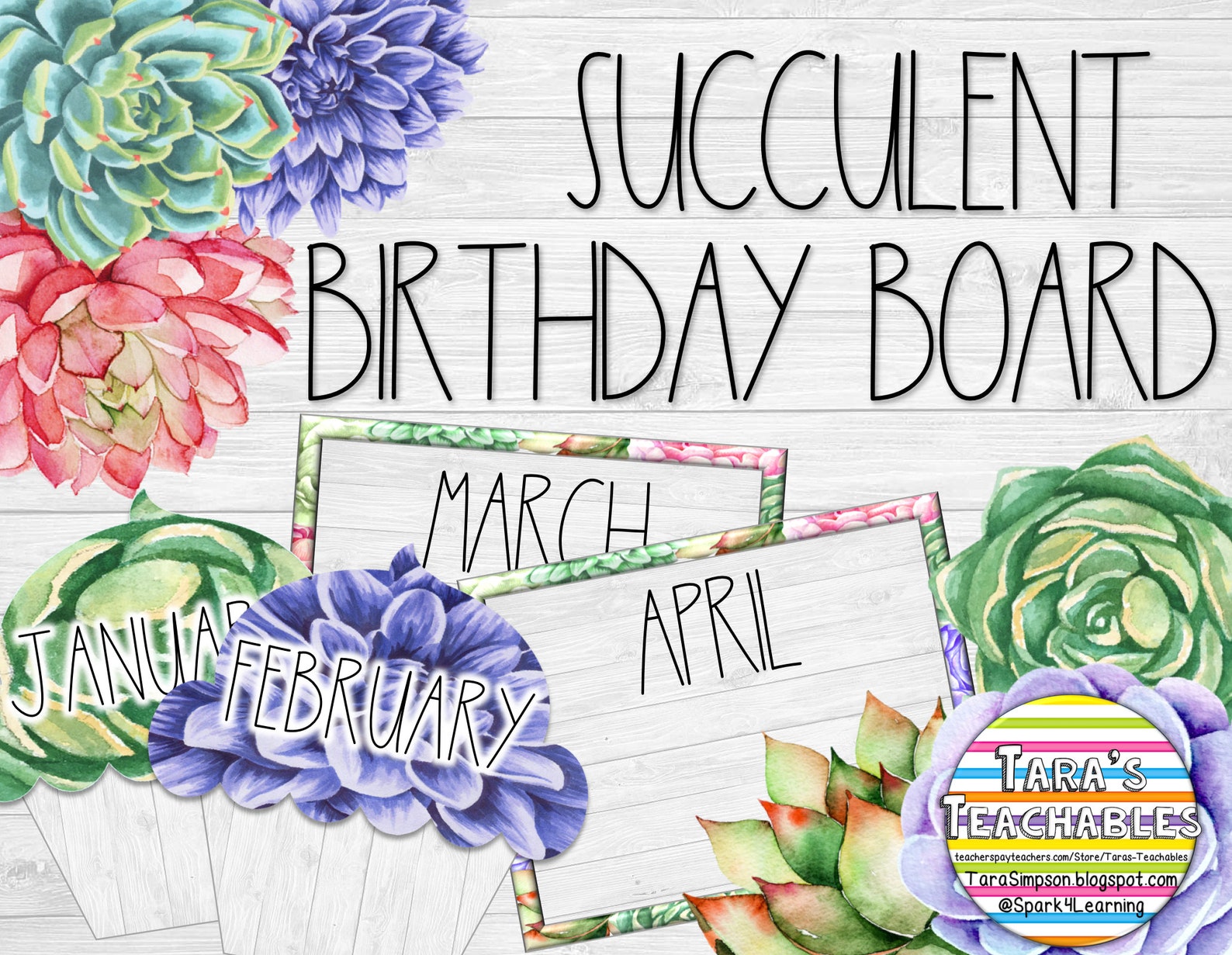 Succulent Birthday Board (digital Download), Classroom Birthday Board ...