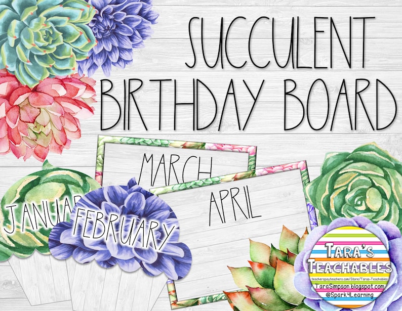 Succulent Birthday Board (digital Download), Classroom Birthday Board ...