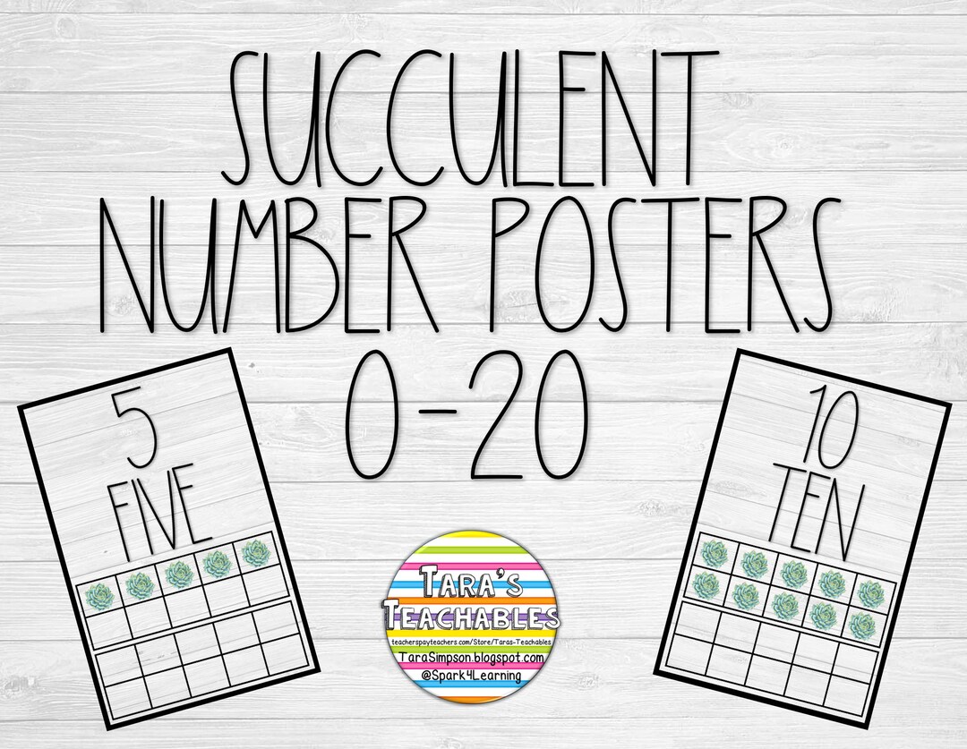 Succulent Number Posters 0-20 (digital Download), Classroom Posters ...