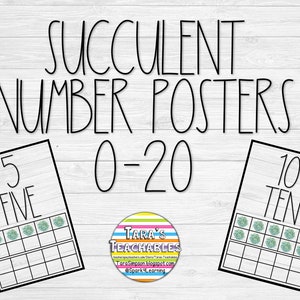 Succulent Number Posters 0-20 digital Download, Classroom Posters ...