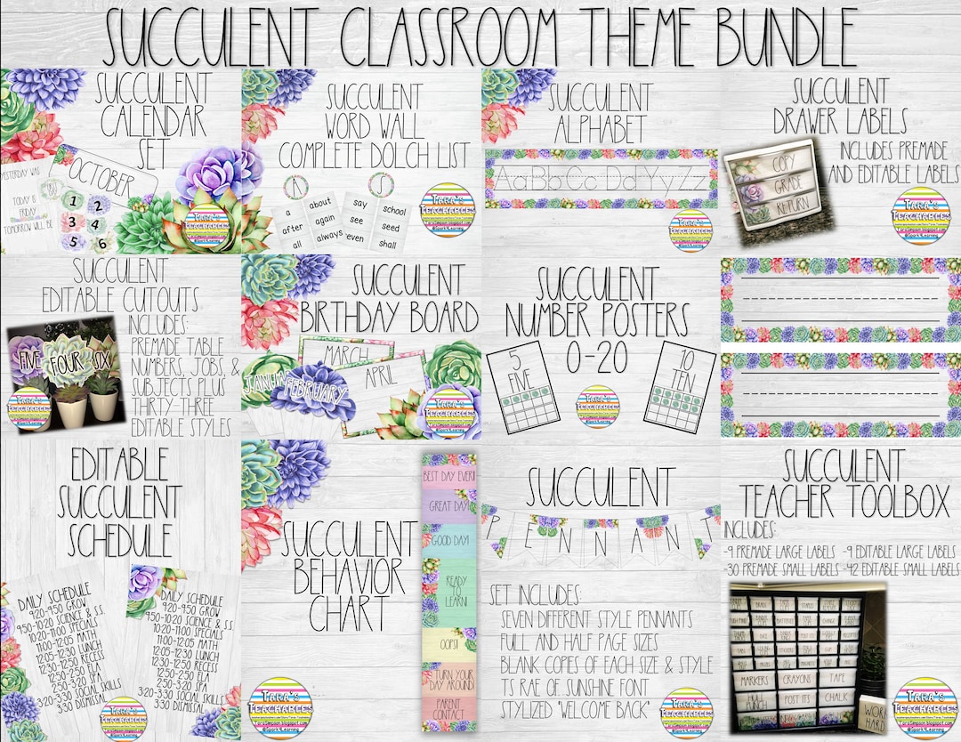 Succulent Classroom Bundle (digital), Classroom Theme, Back to School ...