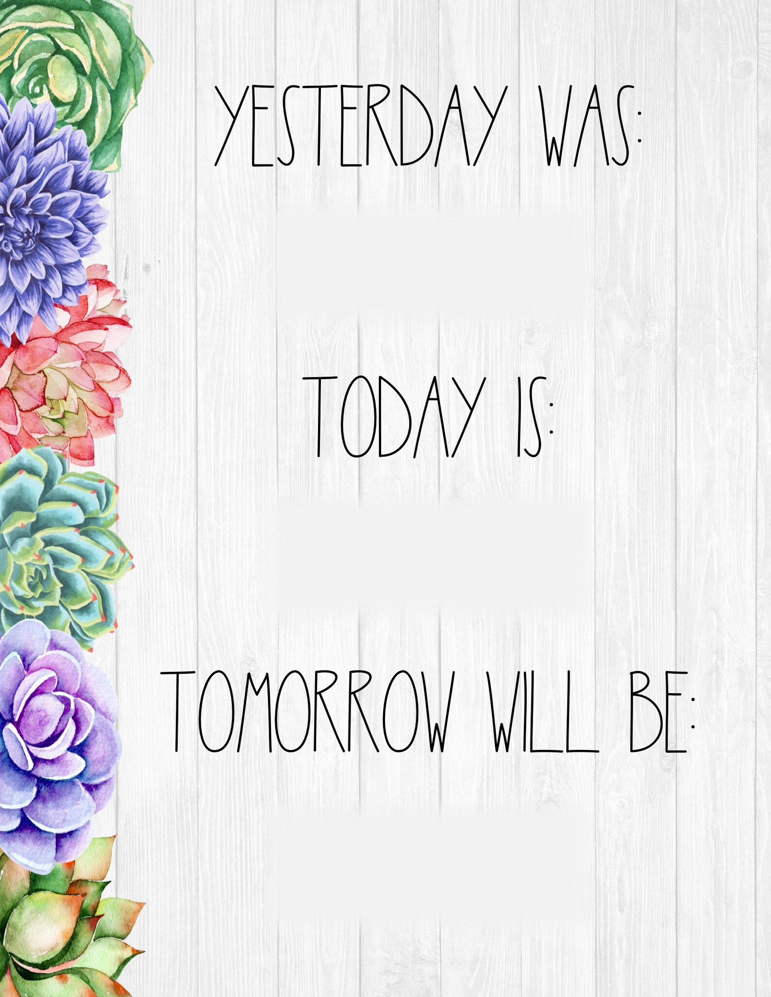 Succulent Calendar Set (digital Download), Calendar, School Calendar ...