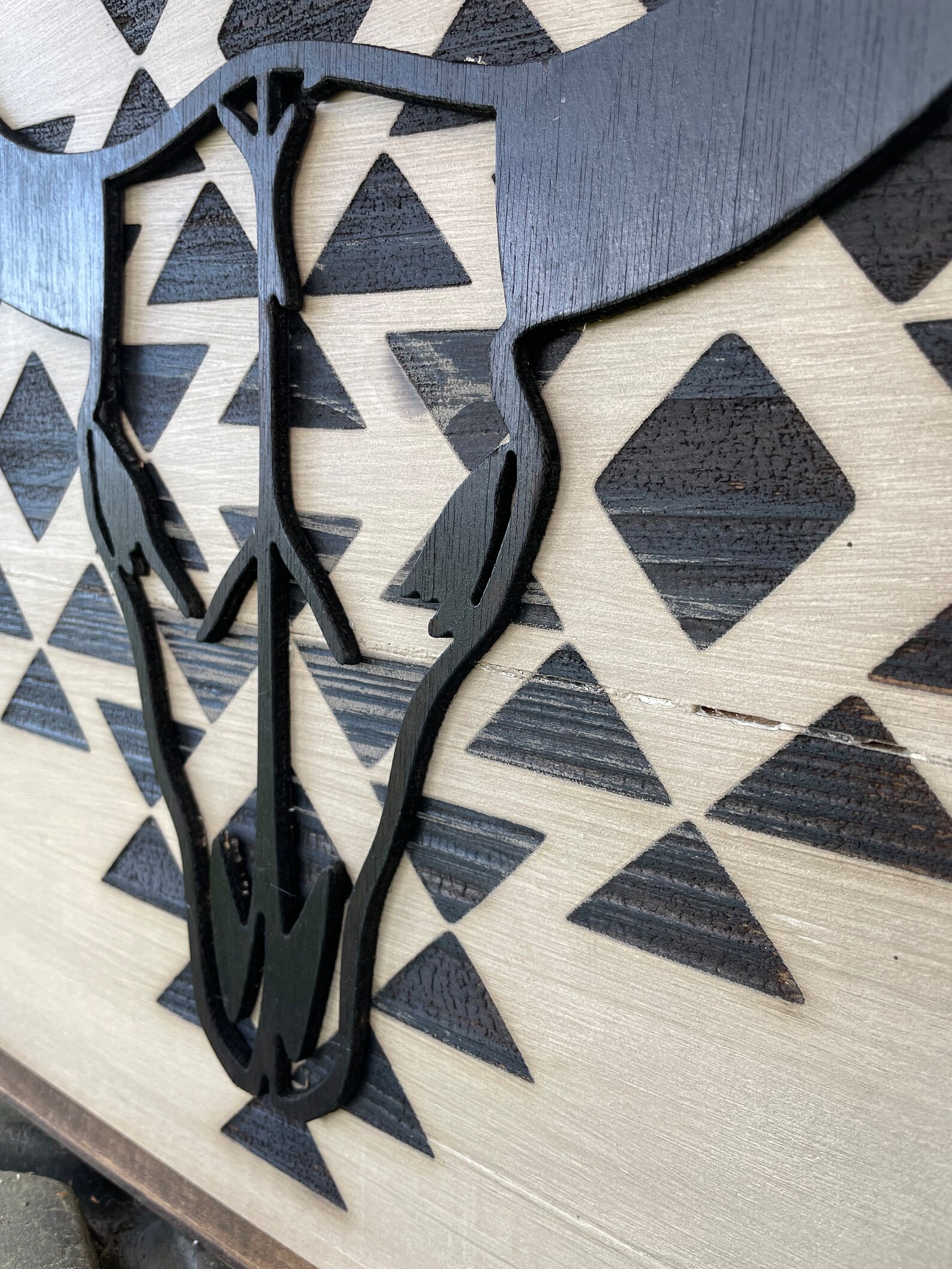 Aztec Cow Skull Head, Wall Hanger, Boho, Wood Decor, Housewarming Gift ...