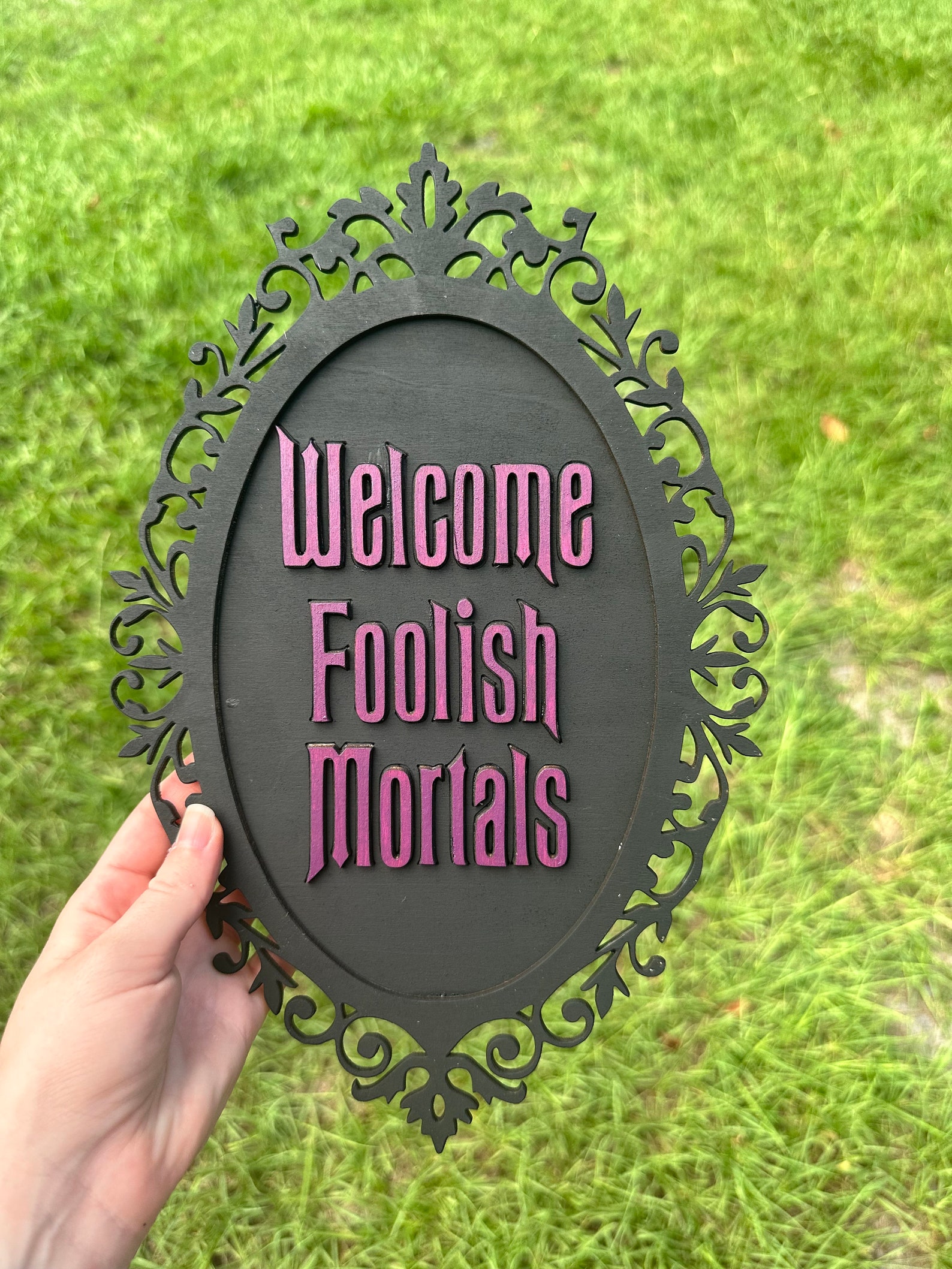 Foolish Mortal Sign, Welcome Foolish Mortals, Spooky Wooden Decor ...