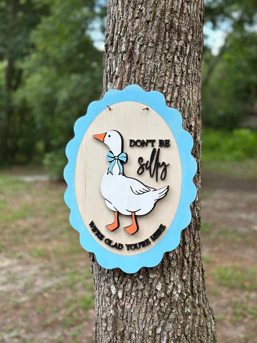 Silly Goose Door Hanger, Welcome Door Sign, Goose Door Wreath, We’re ...