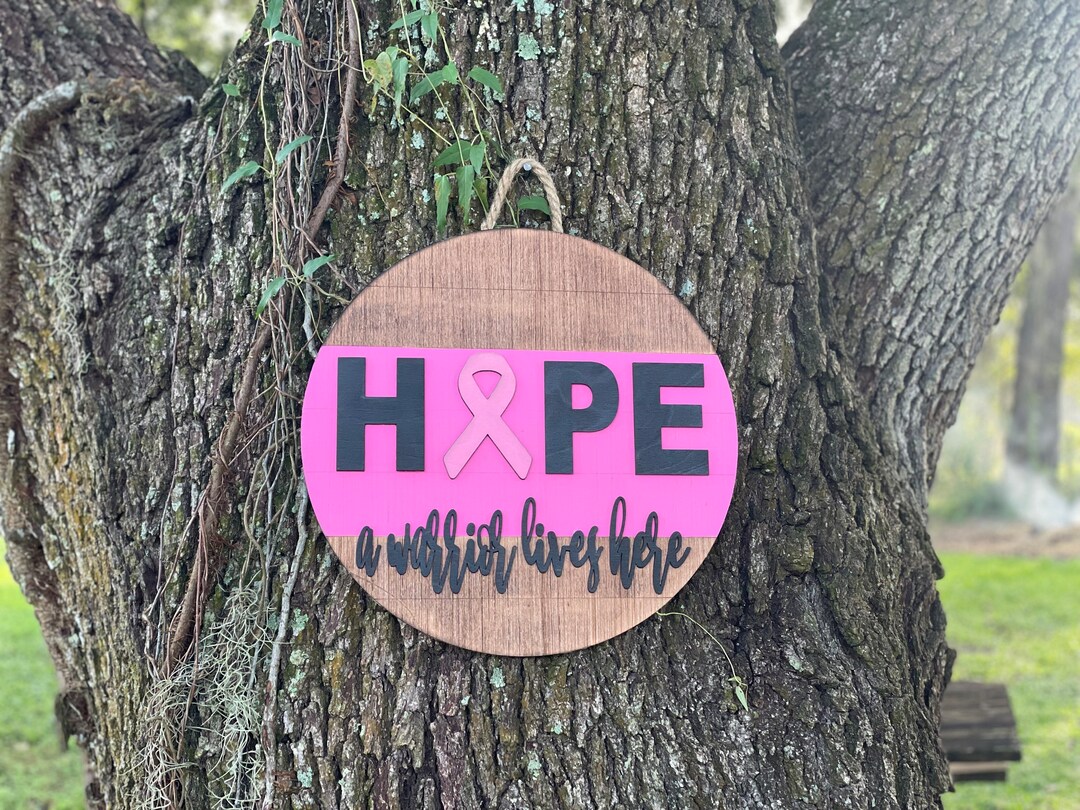 Breast Cancer Door Sign, Breast Cancer Wreath, Door Sign, Breast Cancer ...