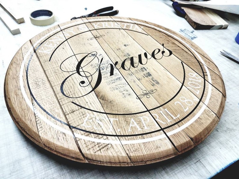Elegant Personalized Bourbon Barrel Head - Etsy