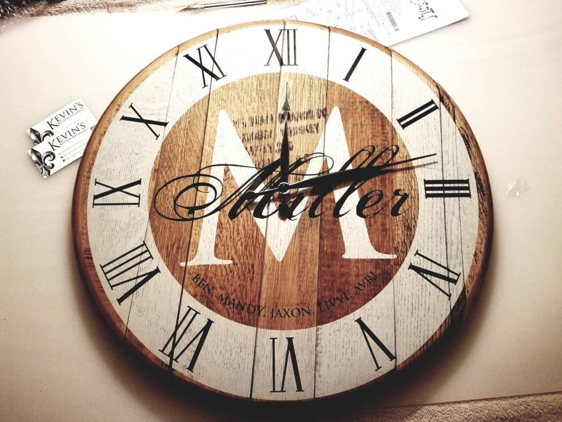 Authentic Bourbon Barrel Head Wall Clock - Etsy