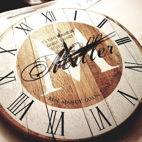 Reclaimed Bourbon/ Whiskey Barrel Head Wall Clocks - Etsy