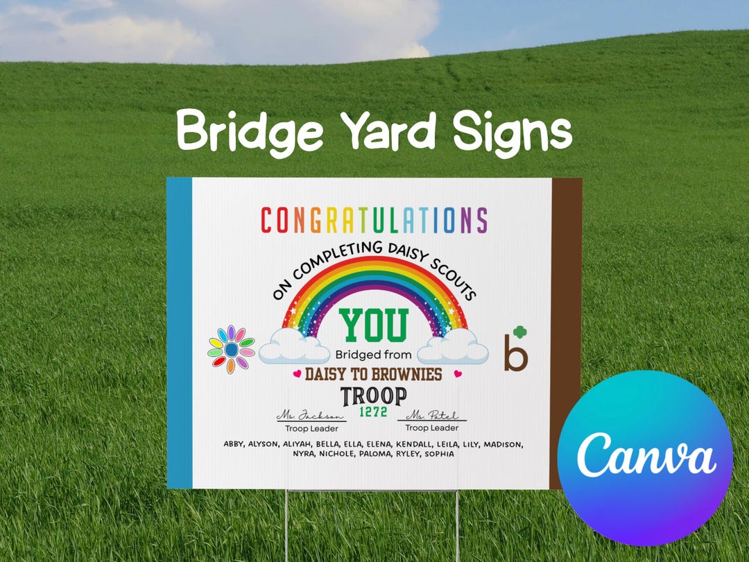 Scout Bridge Lawn Signs / Party Signs / Photo Booth Prop Daisy, Brownie ...