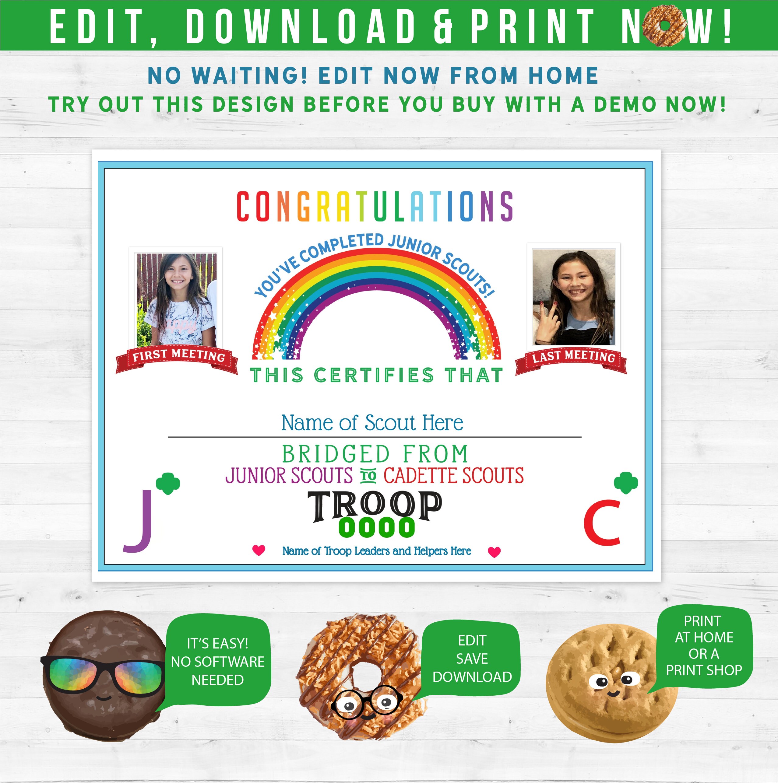 Girl Scout Bridge Ceremony Certificate Printables Junior to | Etsy Girl Scout Bridge Ceremony Certificate Printables Junior to | Etsy