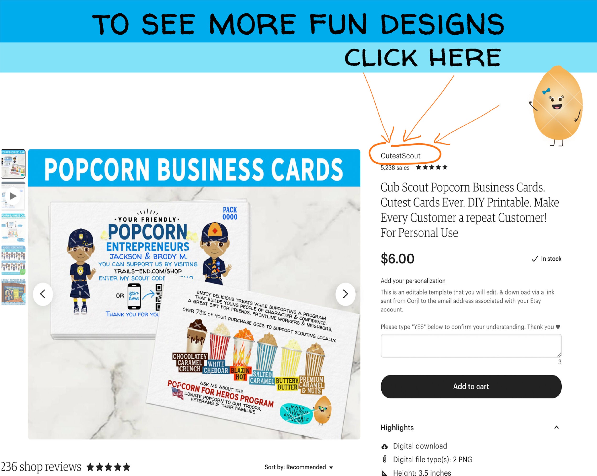 Cub Scout Popcorn Postcards 12 PACK Edit & Print From Home - Etsy