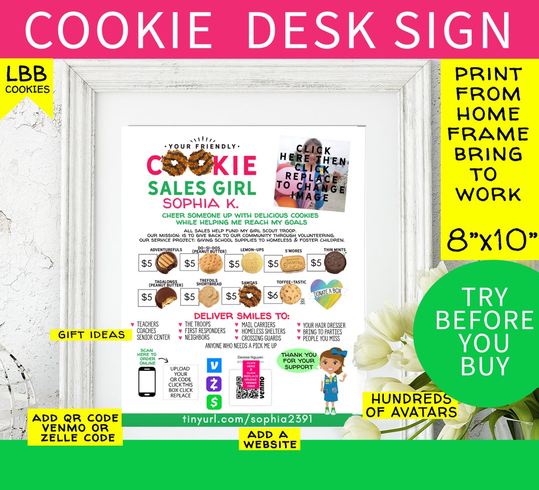Girl Scout LBB Cookie DESK Sign 8"x10" Printable, Let the Sign Sell for ...