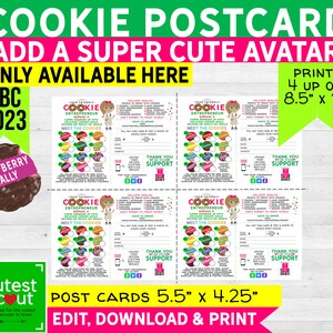 2023 Girl Scout ABC Cookie Post Cards With Avatars DIGITAL - Etsy