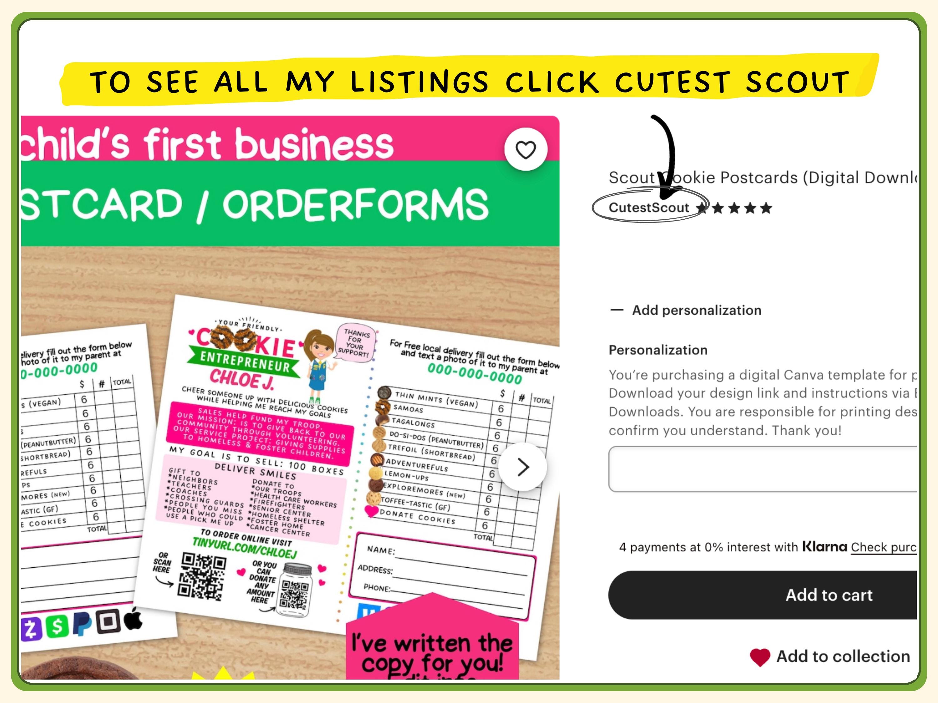 Scout Cookie Sign: Custom QR Code Menu & Poster (digital Download) Abc ...