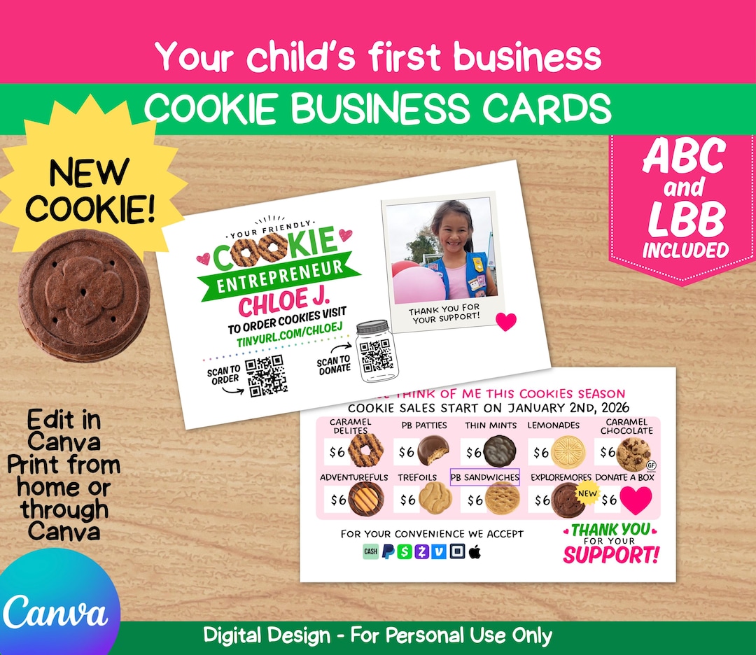 Scout Cookie Business Cards: LBB and ABC, New Cookie 2026 - Etsy