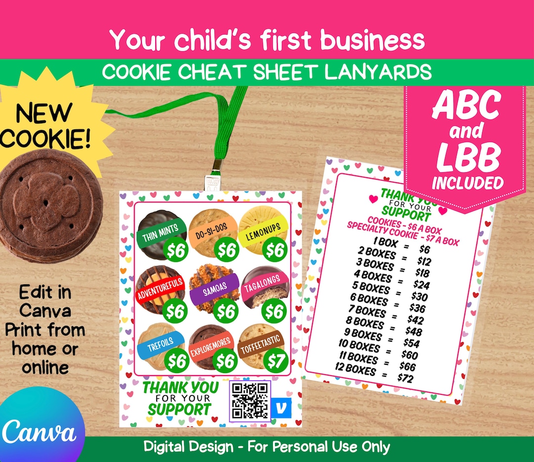 Cookie Cheatsheet Lanyard Abc and Lbb Included, EDIT WITH CANVA ...