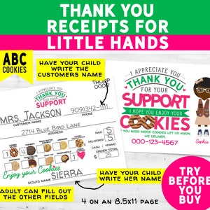 Girl Scout Cookie Receipt / Thank You ABC Business Card Size. DIY ...