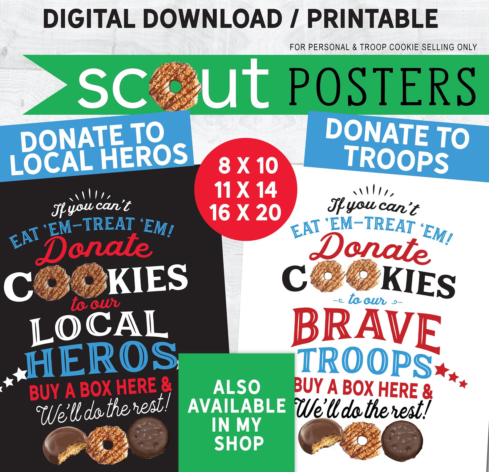 2023 Girl Scout Cookie Props For Booth Abc Cookies 10 Etsy