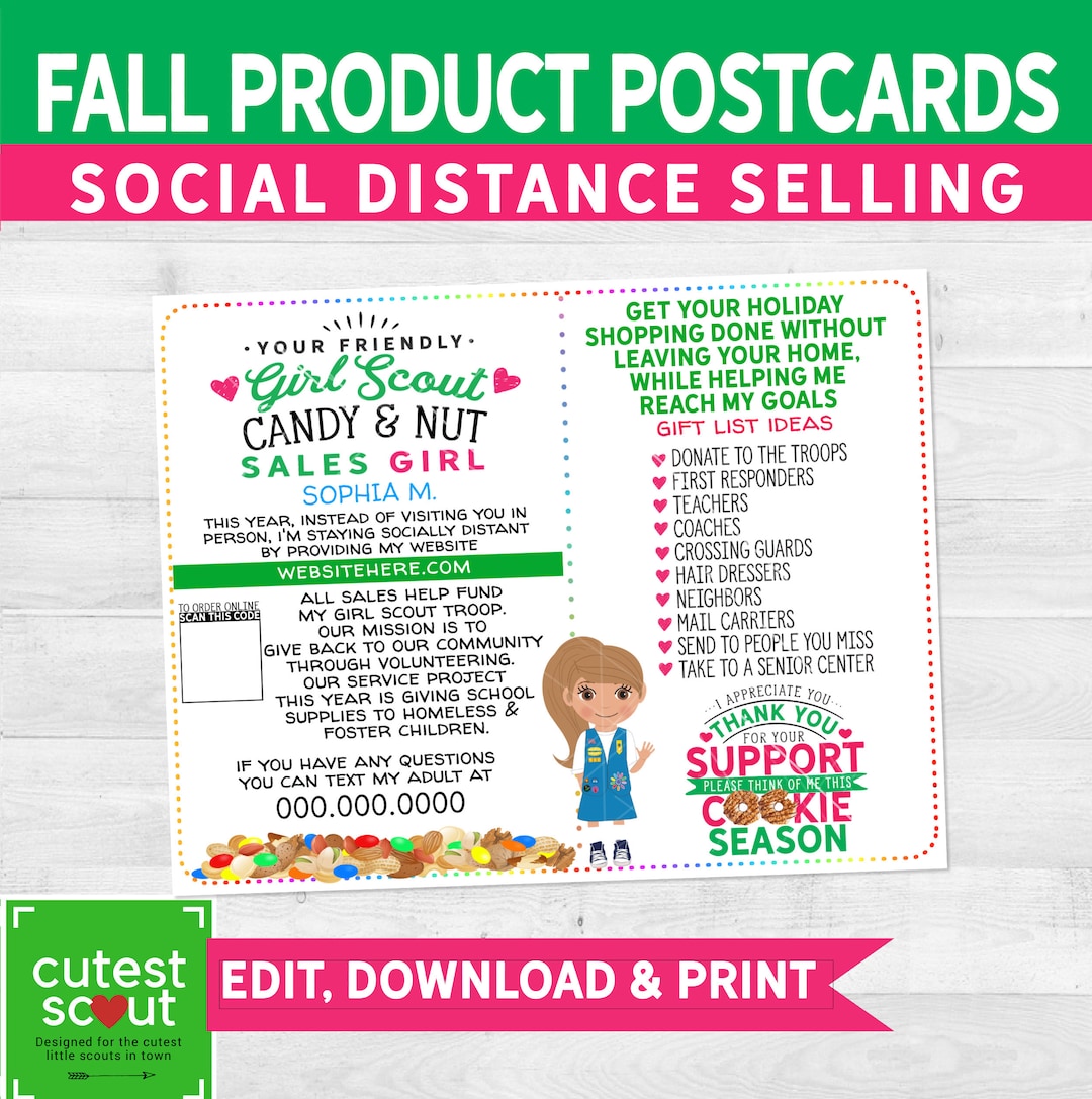 Girl Scout Fall Product Postcards With Avatars: Personal Use (digital ...