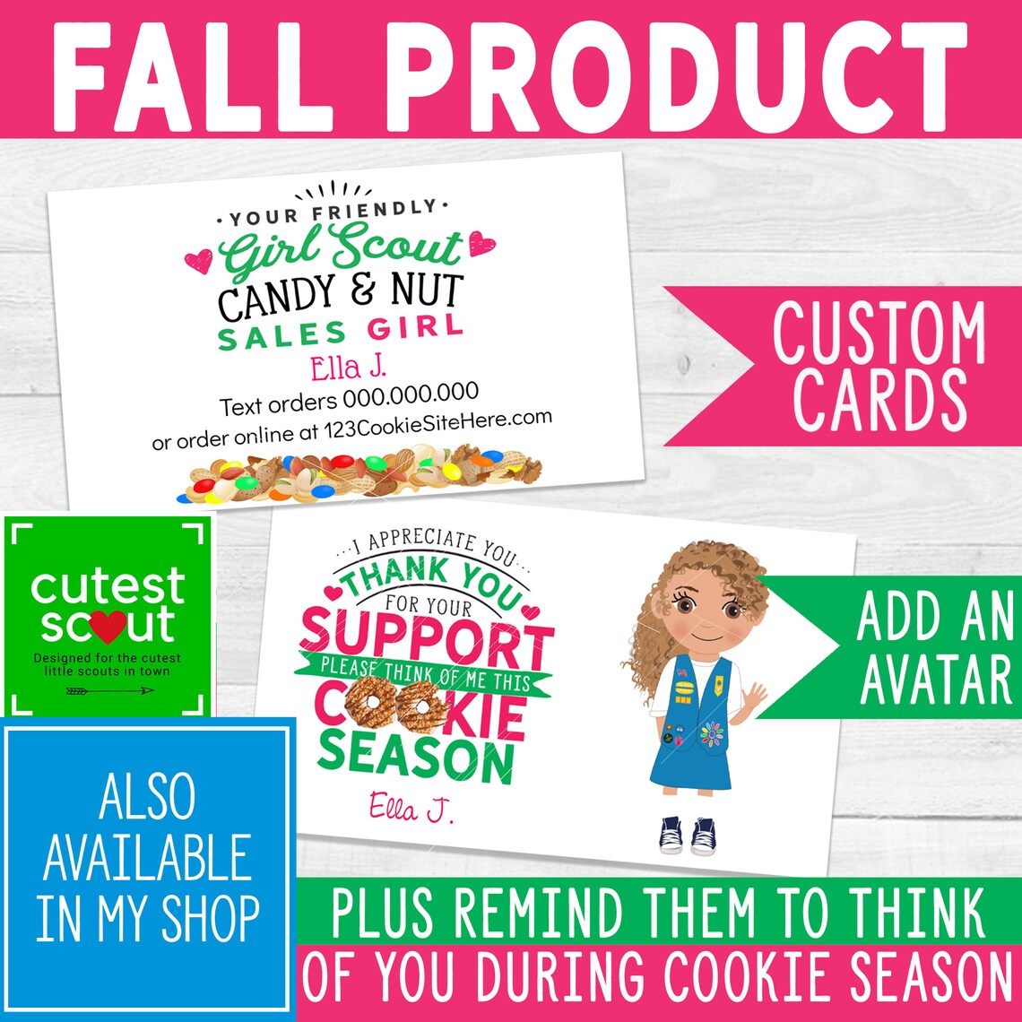 Girl Scout ABC Cookie Post Cards With Avatars DIGITAL - Etsy