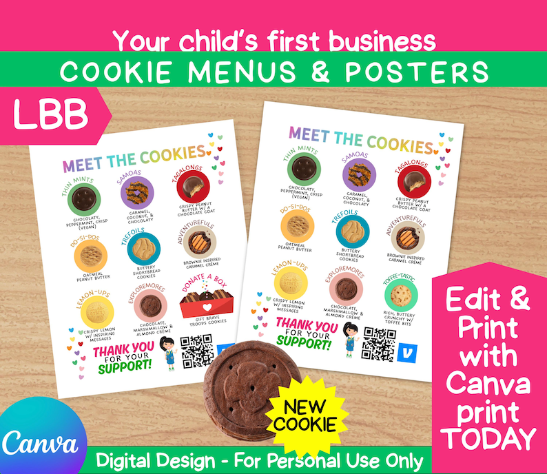 Scout Cookie Sign: Custom QR Code Menu & Poster (digital Download) Abc ...