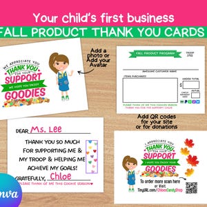 Scout Fall Product THANK You Cards, 5.5"x4.25" Printables, Print 4 to a ...