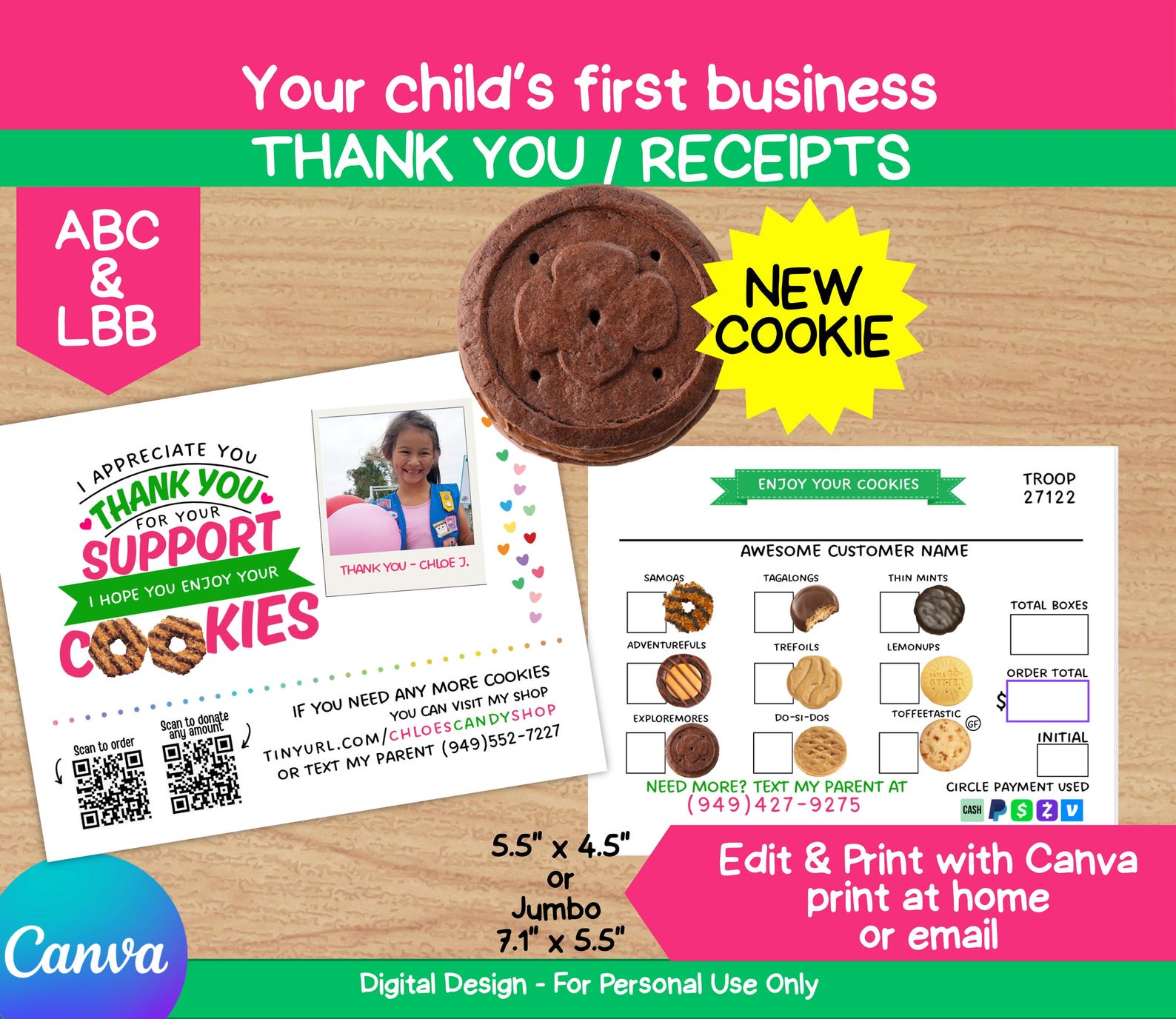 Scout Cookie Thank You Postcard Template: Printable Canva Design ...